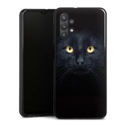 DeinDesign Galaxy A32 5G Handy Silikon H&uuml;lle Case schwarz Handyh&uuml;lle Black Eye Cat