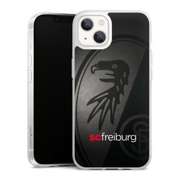 DeinDesign iPhone 13 Handy Silikon H&uuml;lle Case transparent Handyh&uuml;lle Official Licensed Product Sc Freiburg Metallic Look Silikon Case