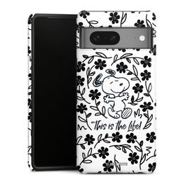 DeinDesign Google Pixel 7 Handy Panzer Handyh&uuml;lle robuste Outdoor H&uuml;lle Schutzh&uuml;lle gl&auml;nzend Peanuts Flowers Snoopy Tough Case