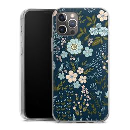 DeinDesign iPhone 12 Pro Handy Silikon H&uuml;lle Case transparent Handyh&uuml;lle Blue Muster Flowers Silikon Case