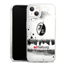 DeinDesign iPhone 13 Handy Silikon H&uuml;lle Case transparent Handyh&uuml;lle Skyline Sc Freiburg Logo Silikon Case