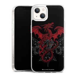 DeinDesign iPhone 13 Handy Silikon H&uuml;lle Case transparent Handyh&uuml;lle Red Dragon Gothic Silikon Case