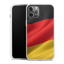 DeinDesign iPhone 12 Pro Max Handy Silikon H&uuml;lle Case wei&szlig; Handyh&uuml;lle Flags Flag Germany Silikon Case