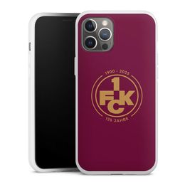DeinDesign iPhone 12 Pro Max Handy Silikon H&uuml;lle Case wei&szlig; Handyh&uuml;lle 125 Jahre 1. Fc Kaiserslautern 1. Fck Silikon Case