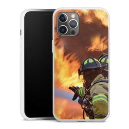DeinDesign iPhone 12 Pro Max Handy Silikon H&uuml;lle Case wei&szlig; Handyh&uuml;lle Fire Fighters Fire Fighter Life Saver Silikon Case