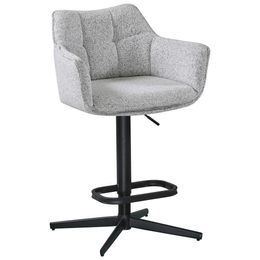 Hom&acute;in Hom`in Tresensessel, Schwarz, Hellgrau, Metall, Textil, Drehkreuz, 56x88-108x53 cm, Stoffauswahl, Sitzfl&auml;che 360&deg; drehbar, Esszimmer, Barm&ouml;bel, Barhocker