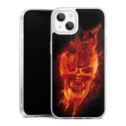 DeinDesign iPhone 13 Handy Silikon H&uuml;lle Case transparent Handyh&uuml;lle Totenkopf Skull Fire Silikon Case