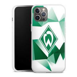 DeinDesign iPhone 12 Pro Max Handy Silikon H&uuml;lle Case wei&szlig; Handyh&uuml;lle Tarnmuster Official Licensed Product Sv Werder Bremen Silikon Case