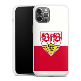 DeinDesign iPhone 12 Pro Max Handy Silikon H&uuml;lle Case wei&szlig; Handyh&uuml;lle Vfb Stuttgart Official Licensed Product Logo Silikon Case