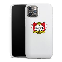 DeinDesign iPhone 12 Pro Max Handy Silikon H&uuml;lle Case wei&szlig; Handyh&uuml;lle Bayer 04 Leverkusen Official Licensed Product Logo Silikon Case