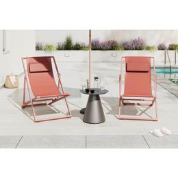 Ambia Garden Sonnenliege, Orange, Metall, Textil, F&uuml;llung: Schaumstoff, 104x76x93 cm, Balkonm&ouml;bel, Balkonliegen