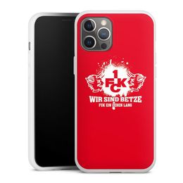 DeinDesign iPhone 12 Pro Max Handy Silikon H&uuml;lle Case wei&szlig; Handyh&uuml;lle Spruch 1. Fc Kaiserslautern Official Licensed Product Silikon Case