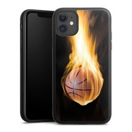 DeinDesign iPhone 11 Handy Gallery Case Handyh&uuml;lle 9H Geh&auml;rtetes Glas R&uuml;ckseite H&uuml;lle Fire Basketball Sports Gallery Case