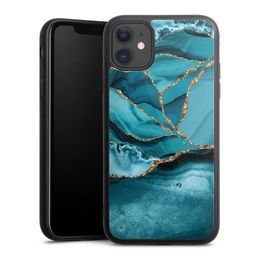 DeinDesign iPhone 11 Handy Gallery Case Handyh&uuml;lle 9H Geh&auml;rtetes Glas R&uuml;ckseite H&uuml;lle Glitzer Marble Gemstone Gallery Case