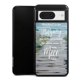 DeinDesign Google Pixel 8 Handy Silikon H&uuml;lle Case schwarz Handyh&uuml;lle Statement Beach Spruch