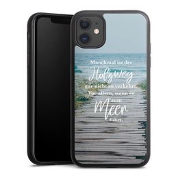 DeinDesign iPhone 11 Handy Gallery Case Handyh&uuml;lle 9H Geh&auml;rtetes Glas R&uuml;ckseite H&uuml;lle Statement Beach Spruch Gallery Case