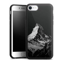 DeinDesign iPhone SE (2020) Handy Gallery Case Handyh&uuml;lle 9H Geh&auml;rtetes Glas R&uuml;ckseite H&uuml;lle Mountain Snow Mountain Top Gallery Case