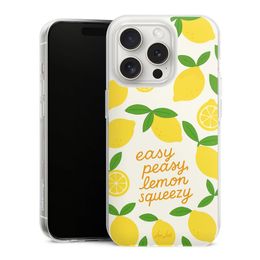 DeinDesign iPhone 15 Pro Handy Silikon H&uuml;lle Case transparent Handyh&uuml;lle Spruch Statement Lemon Silikon Case
