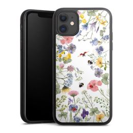 DeinDesign iPhone 11 Handy Gallery Case Handyh&uuml;lle 9H Geh&auml;rtetes Glas R&uuml;ckseite H&uuml;lle Muster Flowers Bee Gallery Case