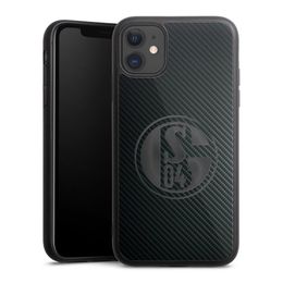 DeinDesign iPhone 11 Handy Gallery Case Handyh&uuml;lle 9H Geh&auml;rtetes Glas R&uuml;ckseite H&uuml;lle Metallic Look Carbon Fc Schalke 04 Gallery Case