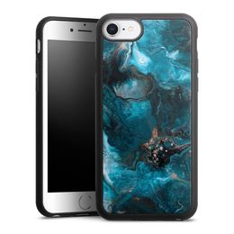 DeinDesign iPhone SE (2020) Handy Gallery Case Handyh&uuml;lle 9H Geh&auml;rtetes Glas R&uuml;ckseite H&uuml;lle Ocean Marble Blue Gallery Case