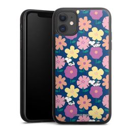 DeinDesign iPhone 11 Handy Gallery Case Handyh&uuml;lle 9H Geh&auml;rtetes Glas R&uuml;ckseite H&uuml;lle Snoopy Flowers Muster Gallery Case