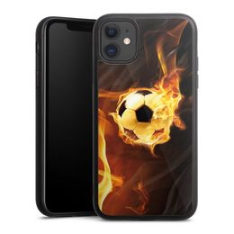 DeinDesign iPhone 11 Handy Gallery Case Handyh&uuml;lle 9H Geh&auml;rtetes Glas R&uuml;ckseite H&uuml;lle Fire Ball Soccer Gallery Case