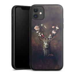 DeinDesign iPhone 11 Handy Gallery Case Handyh&uuml;lle 9H Geh&auml;rtetes Glas R&uuml;ckseite H&uuml;lle Reindeer Flowers Rehe Gallery Case