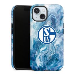DeinDesign iPhone 15 Handy Panzer Handyh&uuml;lle robuste Outdoor H&uuml;lle Schutzh&uuml;lle matt Logo Fc Schalke 04 Merchandise Tough Case
