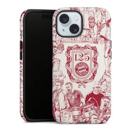 DeinDesign iPhone 15 Handy Panzer Handyh&uuml;lle robuste Outdoor H&uuml;lle Schutzh&uuml;lle matt Official Licensed Product Fcb 125 Jahre Fc Bayern M&uuml;nchen Tough Case