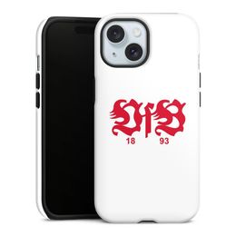 DeinDesign iPhone 15 Handy Panzer Handyh&uuml;lle robuste Outdoor H&uuml;lle Schutzh&uuml;lle matt Official Licensed Product Lettering Vfb Stuttgart Tough Case