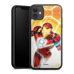 DeinDesign iPhone 11 Handy Gallery Case Handyh&uuml;lle 9H Geh&auml;rtetes Glas R&uuml;ckseite H&uuml;lle Marvel Iron Man Fire Gallery Case