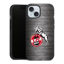 DeinDesign iPhone 15 Handy Panzer Handyh&uuml;lle robuste Outdoor H&uuml;lle Schutzh&uuml;lle matt Official Licensed Product Metallic Look 1. Fc K&ouml;ln Tough Case