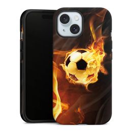 DeinDesign iPhone 15 Handy Panzer Handyh&uuml;lle robuste Outdoor H&uuml;lle Schutzh&uuml;lle matt Soccer Ball Fire Tough Case