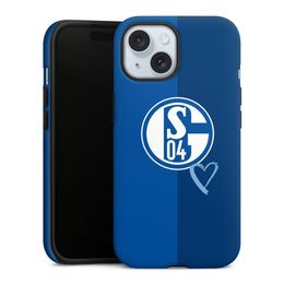 DeinDesign iPhone 15 Handy Panzer Handyh&uuml;lle robuste Outdoor H&uuml;lle Schutzh&uuml;lle matt Heart Schalke 04 Fc Schalke 04 Tough Case