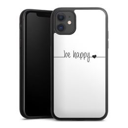 DeinDesign iPhone 11 Handy Gallery Case Handyh&uuml;lle 9H Geh&auml;rtetes Glas R&uuml;ckseite H&uuml;lle Sayings Statement Happiness Gallery Case