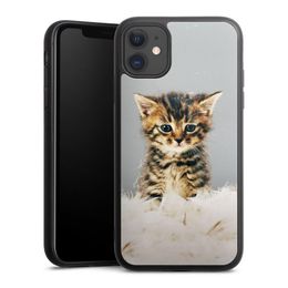 DeinDesign iPhone 11 Handy Gallery Case Handyh&uuml;lle 9H Geh&auml;rtetes Glas R&uuml;ckseite H&uuml;lle Cat Pet Feather Gallery Case