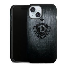 DeinDesign iPhone 15 Handy Panzer Handyh&uuml;lle robuste Outdoor H&uuml;lle Schutzh&uuml;lle matt Sg Dynamo Dresden Official Licensed Product Vintage Tough Case
