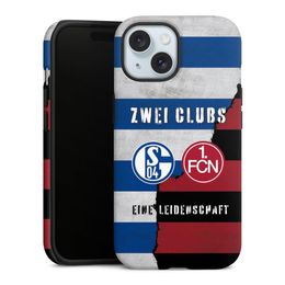 DeinDesign iPhone 15 Handy Panzer Handyh&uuml;lle robuste Outdoor H&uuml;lle Schutzh&uuml;lle matt Friendship 1. Fc N&uuml;rnberg Fc Schalke 04 Tough Case
