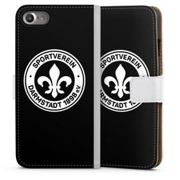DeinDesign iPhone SE (2020) Handy Klapph&uuml;lle Handyh&uuml;lle aus Kunst Leder wei&szlig; Flip Case Logo Sv Darmstadt 98 Official Licensed Product Sideflip mit Lasche