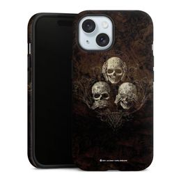 DeinDesign iPhone 15 Handy Panzer Handyh&uuml;lle robuste Outdoor H&uuml;lle Schutzh&uuml;lle matt Gothic Art Skulls Tough Case