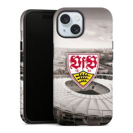 DeinDesign iPhone 15 Handy Panzer Handyh&uuml;lle robuste Outdoor H&uuml;lle Schutzh&uuml;lle matt Official Licensed Product Vfb Stuttgart Stadium Tough Case
