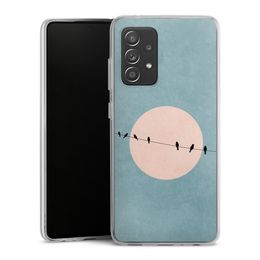 DeinDesign Galaxy A52s 5G Handy Silikon H&uuml;lle Case transparent Handyh&uuml;lle Bird Moon Turquoise Silikon Case