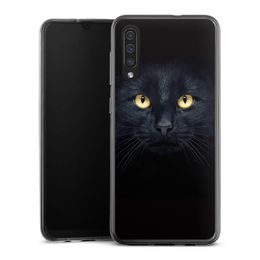 DeinDesign Galaxy A50 Handy Silikon H&uuml;lle Case transparent Handyh&uuml;lle Eye Cat Black Silikon Case