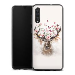 DeinDesign Galaxy A50 Handy Silikon H&uuml;lle Case transparent Handyh&uuml;lle Deer Flowers Animals Silikon Case