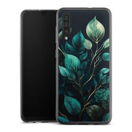 DeinDesign Galaxy A50 Handy Silikon H&uuml;lle Case transparent Handyh&uuml;lle Eukalyptus Leaves Black Silikon Case