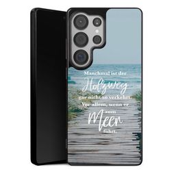 DeinDesign Galaxy S25 Ultra Handy Silikon H&uuml;lle Case schwarz Handyh&uuml;lle Statement Beach Spruch