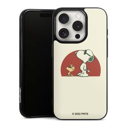DeinDesign iPhone 15 Pro Handy Silikon H&uuml;lle Case schwarz Handyh&uuml;lle Snoopy Official Licensed Product Kindheit