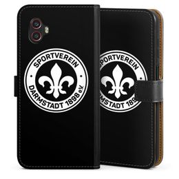 DeinDesign Galaxy XCover 6 Pro Handy Klapph&uuml;lle Handyh&uuml;lle aus Kunst Leder schwarz Flip Case Sv Darmstadt 98 Official Licensed Product Logo Sideflip mit langer 
