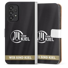 DeinDesign Galaxy A33 5G Handy Klapph&uuml;lle Handyh&uuml;lle aus Kunst Leder wei&szlig; Flip Case Thw Kiel Handball Merchandise Sideflip mit Lasche